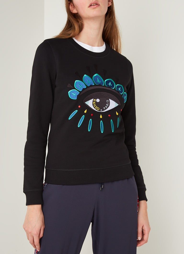 KENZO Icon Eye sweater met logoborduring • Zwart • de Bijenkorf