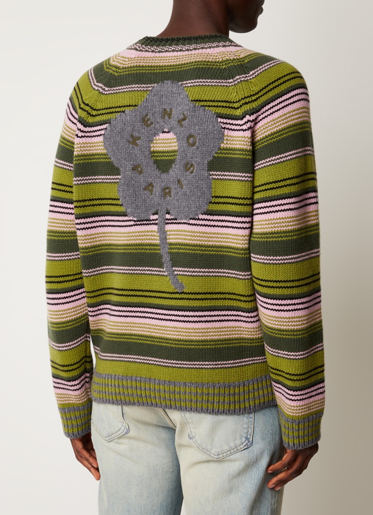 KENZO Rue Vivienne grofgebreide trui van wol • Olijfgroen • de Bijenkorf