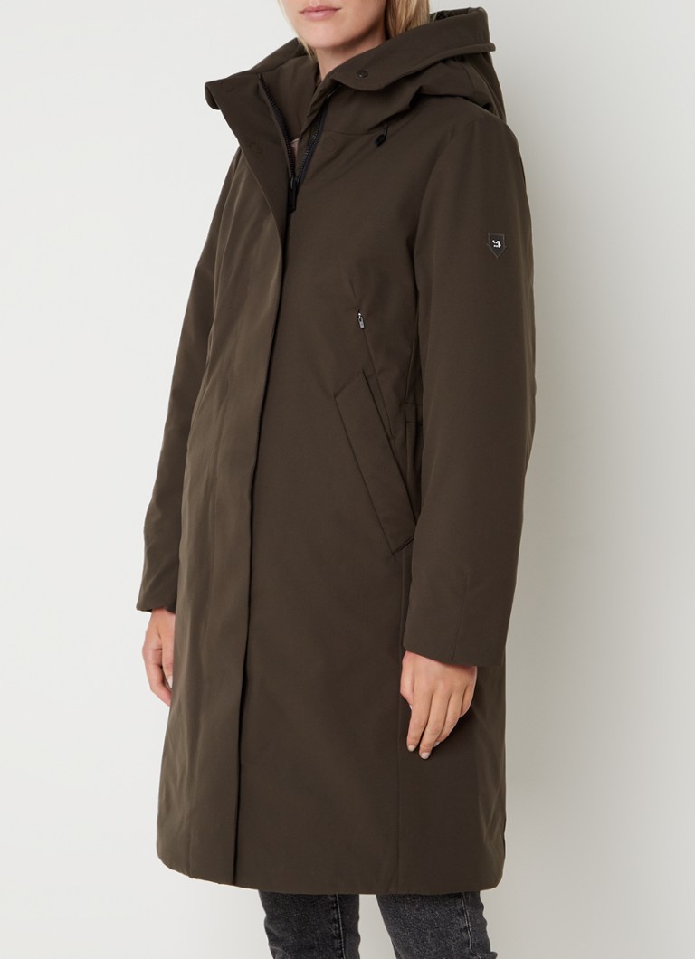 Krakatau Gaia gewatteerde jas met capuchon en steekzakken • Donkergroen • de Bijenkorf