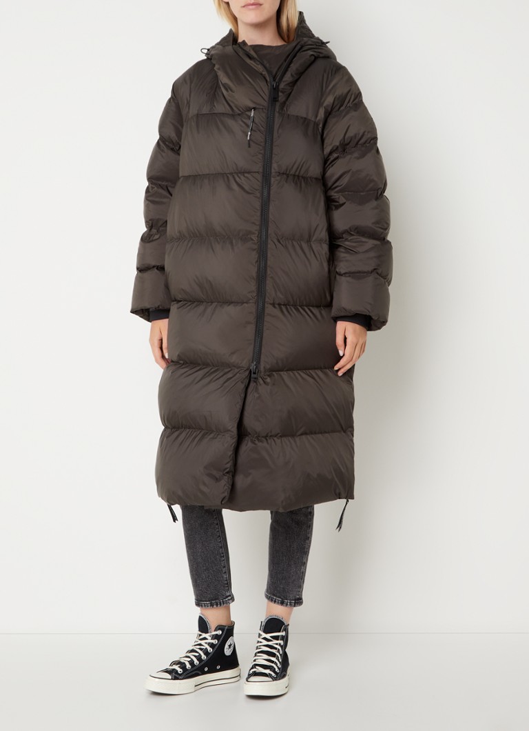 Krakatau Gewatteerde jas met donsvulling en capuchon • Donkergroen • de Bijenkorf