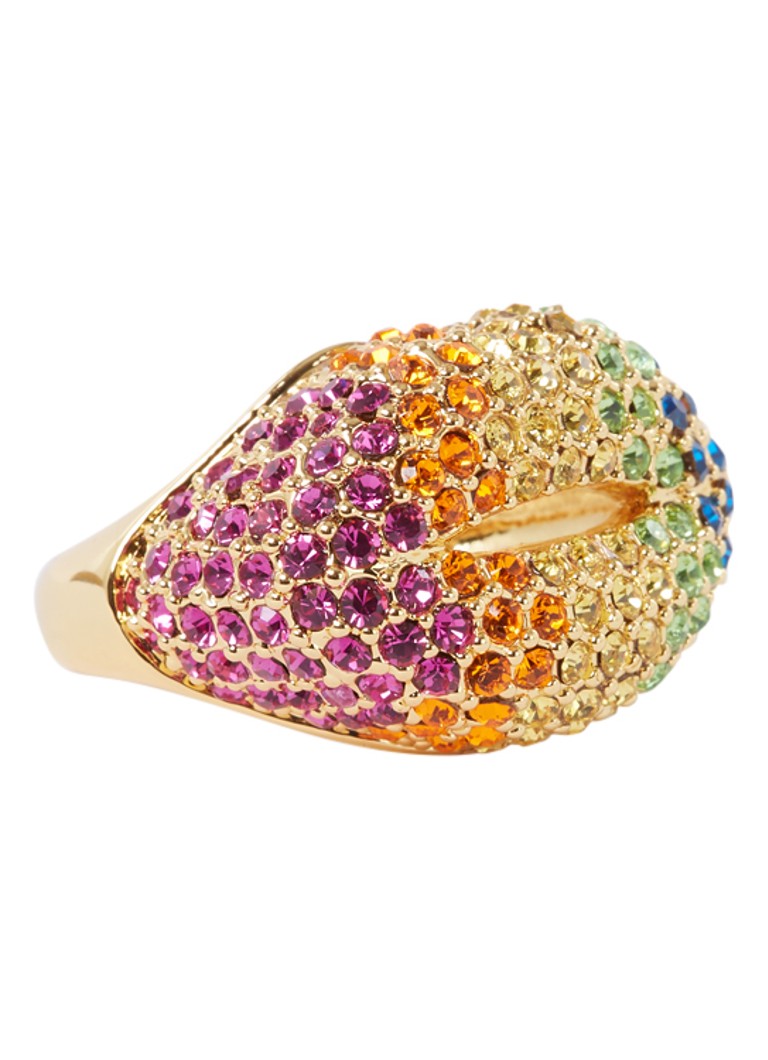 Kurt Geiger Lips ring met kristal • Multicolor • de Bijenkorf
