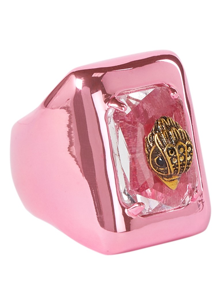 Kurt Geiger Rectangle Stone ring met kristal • Roze • de Bijenkorf