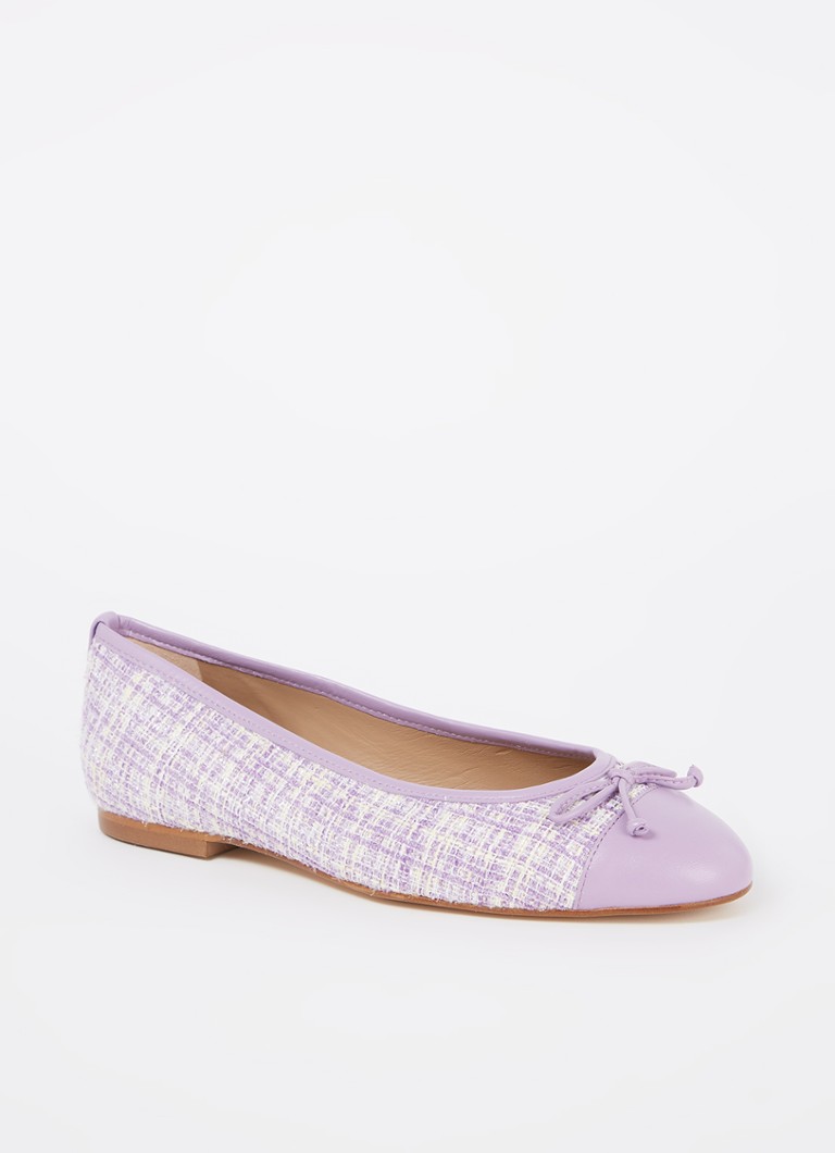 L.K.Bennett Kara ballerina van tweed met schapenleren details • Lila ...