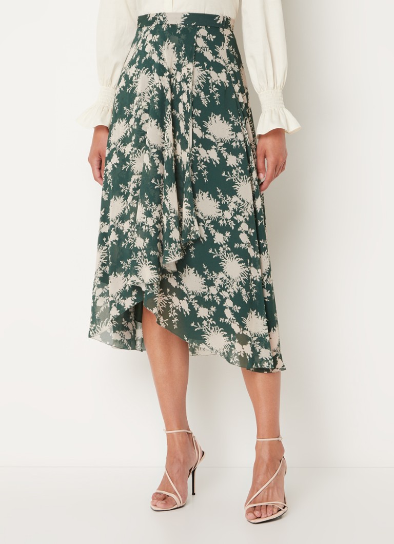 L.K.Bennett Krasner midirok met bloemenprint • Donkergroen • de Bijenkorf