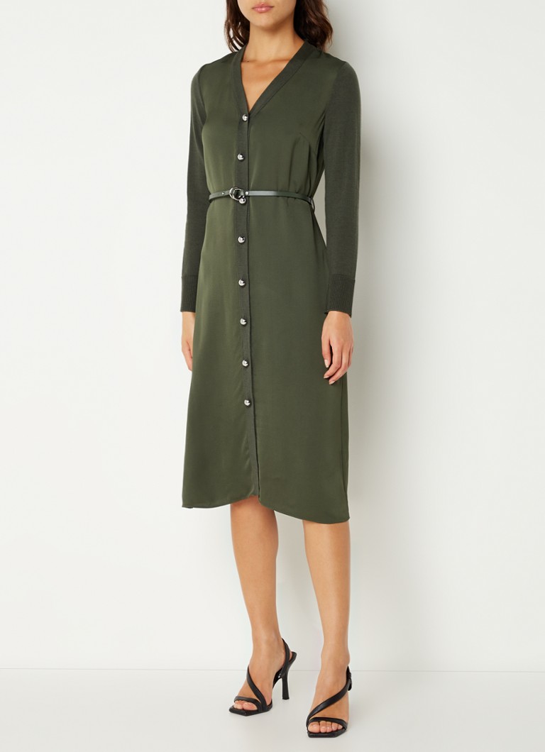 L.K.Bennett Marr midi blousejurk met ceintuur en inzet van wol ...
