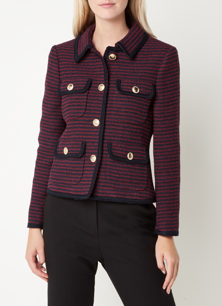 L.K.Bennett Paloma blazer met tweed-look en klepzakken • Bordeauxrood ...