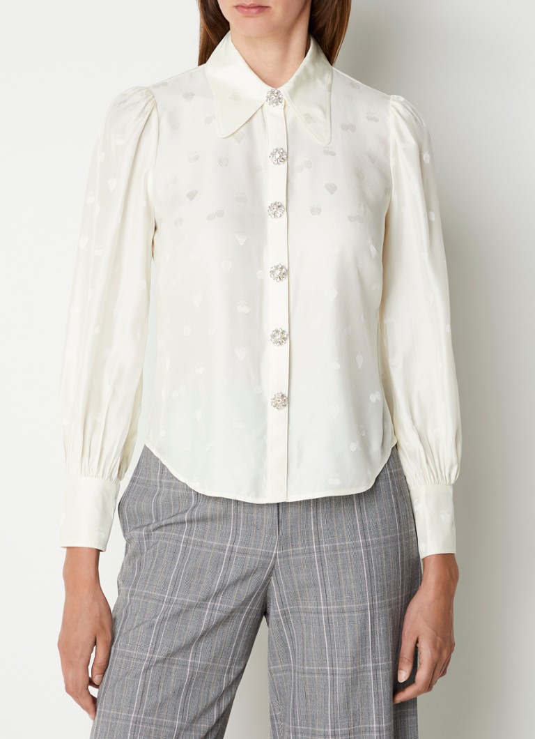 L.K.Bennett Sonya blouse van zijde met jacquard dessin • Creme • de ...