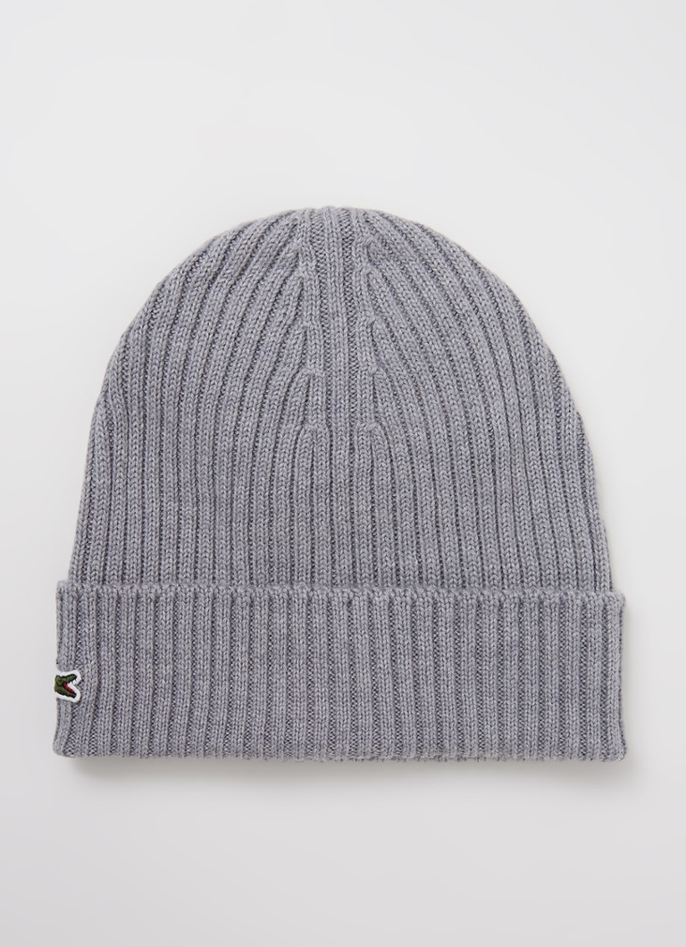 Lacoste Muts van wol met logoborduring • Grijs • de Bijenkorf