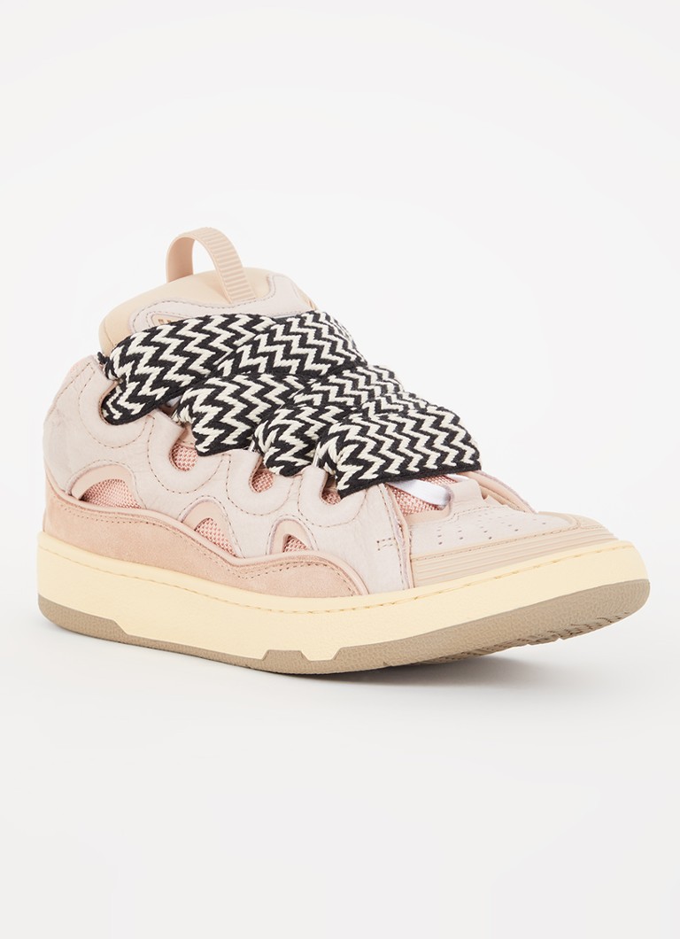 Lanvin Curb sneaker van kalfssuède met mesh details • Oudroze • de Bijenkorf