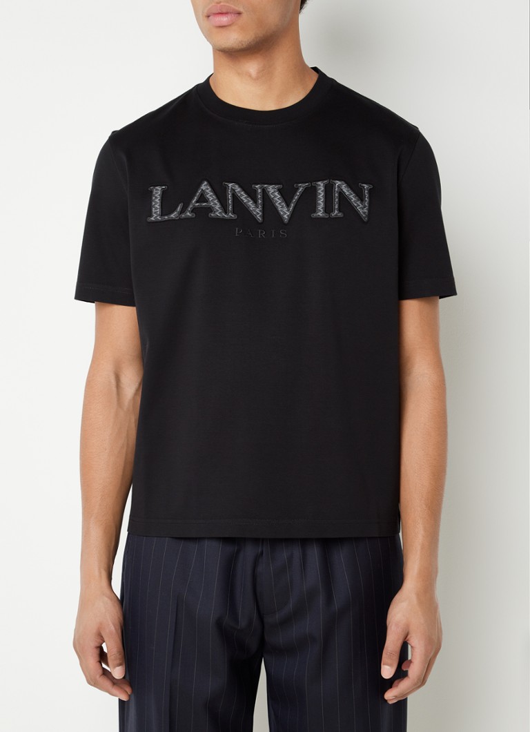 Lanvin T-shirt met logoborduring • Zwart • de Bijenkorf