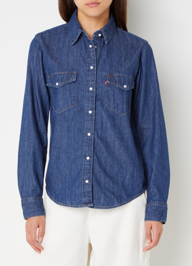 Levi's Iconic Western blouse van denim met klepzakken • Indigo • de ...