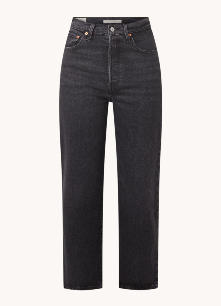 Levi's Ribcage high waist straight leg cropped jeans • Zwart • de Bijenkorf