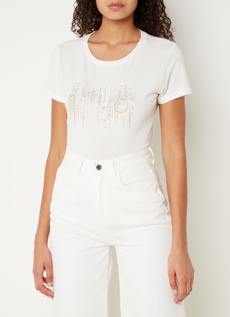 Liu Jo T-shirt met logo en strass • Wit • de Bijenkorf
