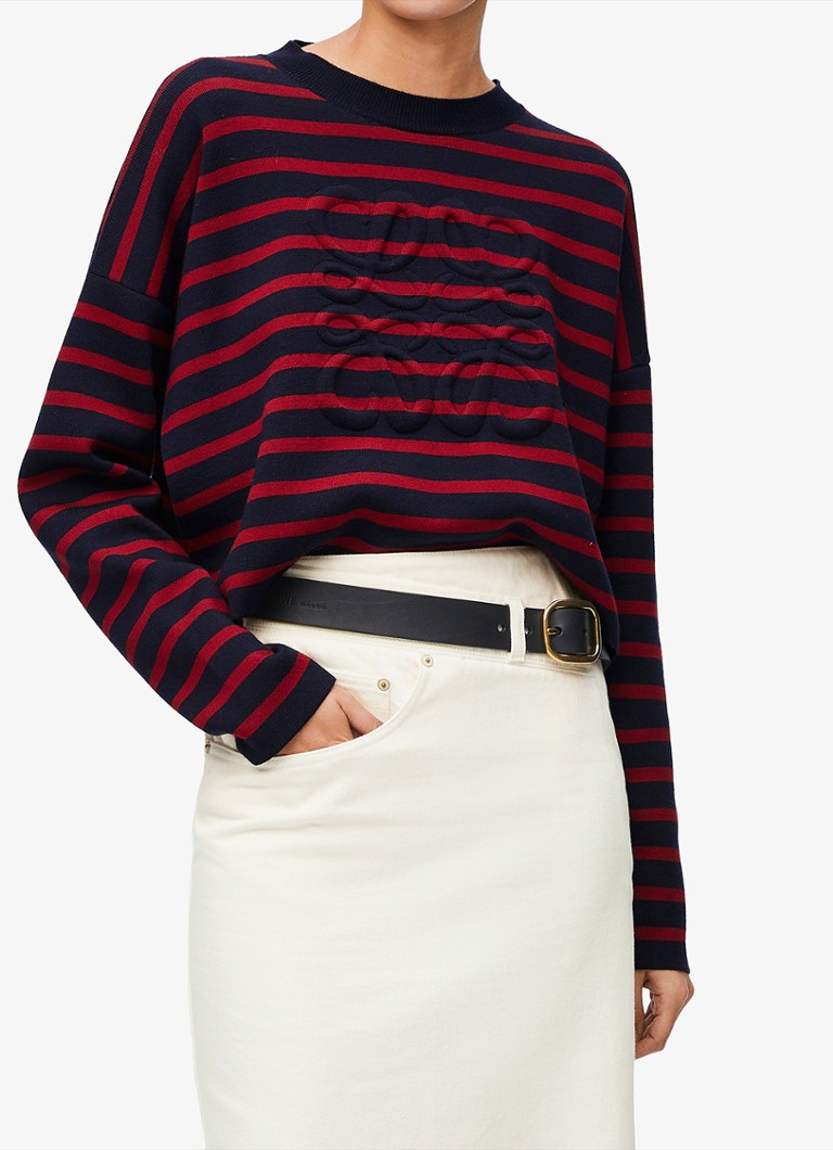 LOEWE Fijngebreide cropped sweater van wol met 3D logo • Rood • de ...