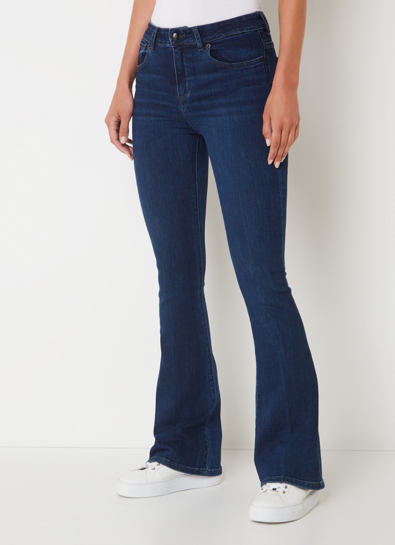 Lois Raval high waist flared fit jeans met donkere wassing • Indigo ...