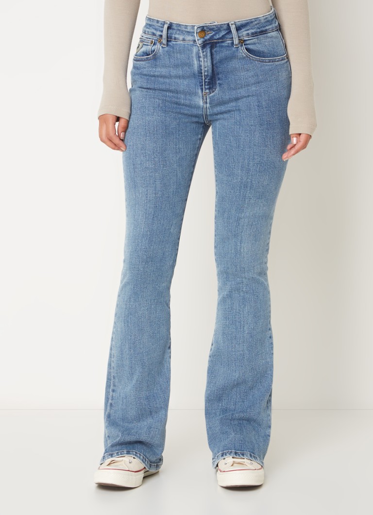Lois Raval mid waist flared jeans met medium wassing • Indigo • de ...