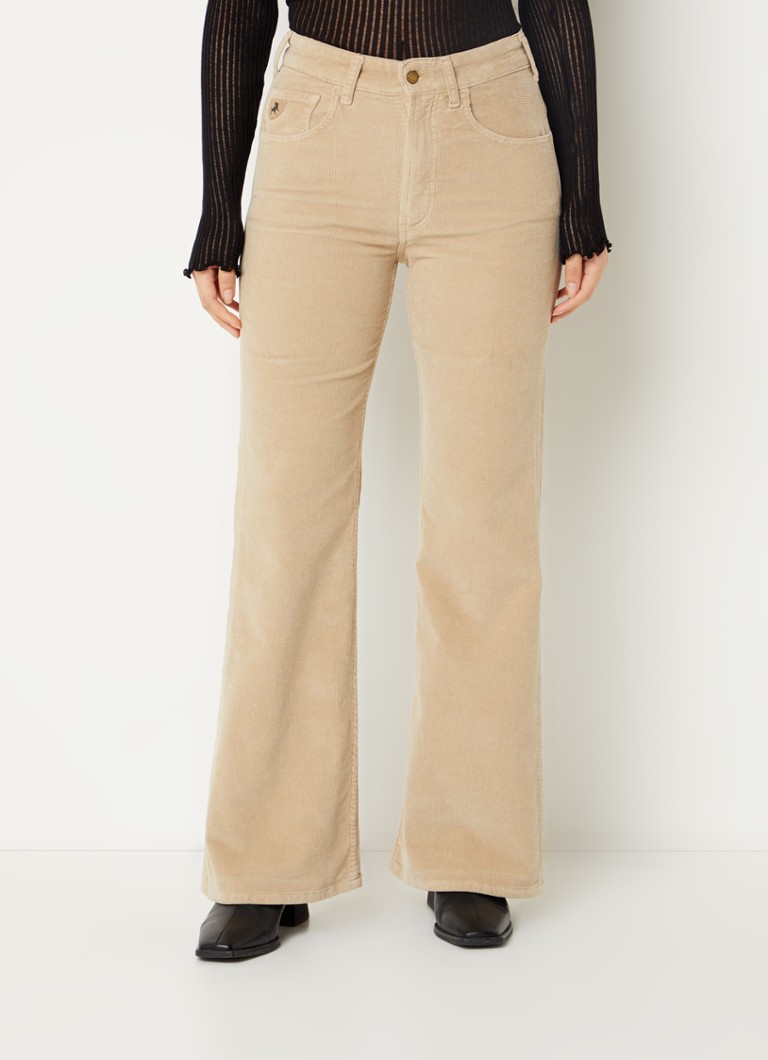 Lois Riley high waist flared fit broek van corduroy • Zand • de Bijenkorf