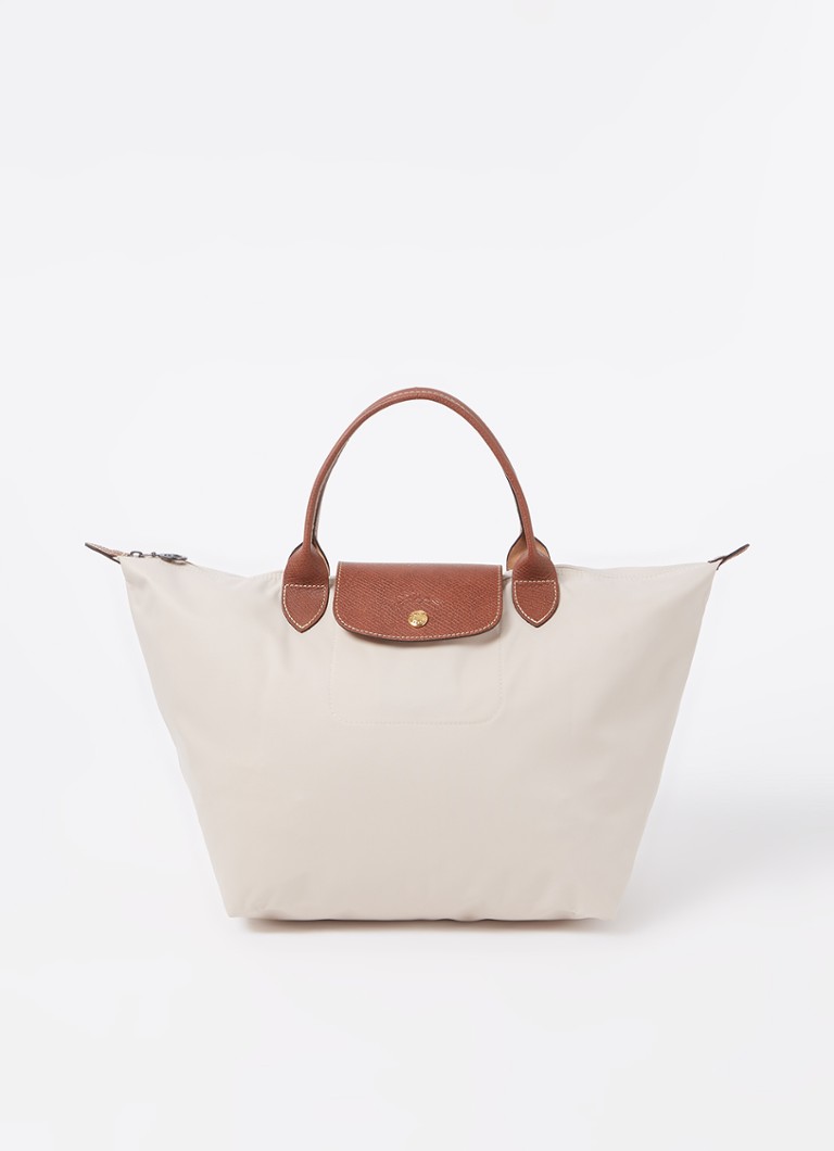 Longchamp Le Pliage Original handtas M met leren details • Creme • de ...
