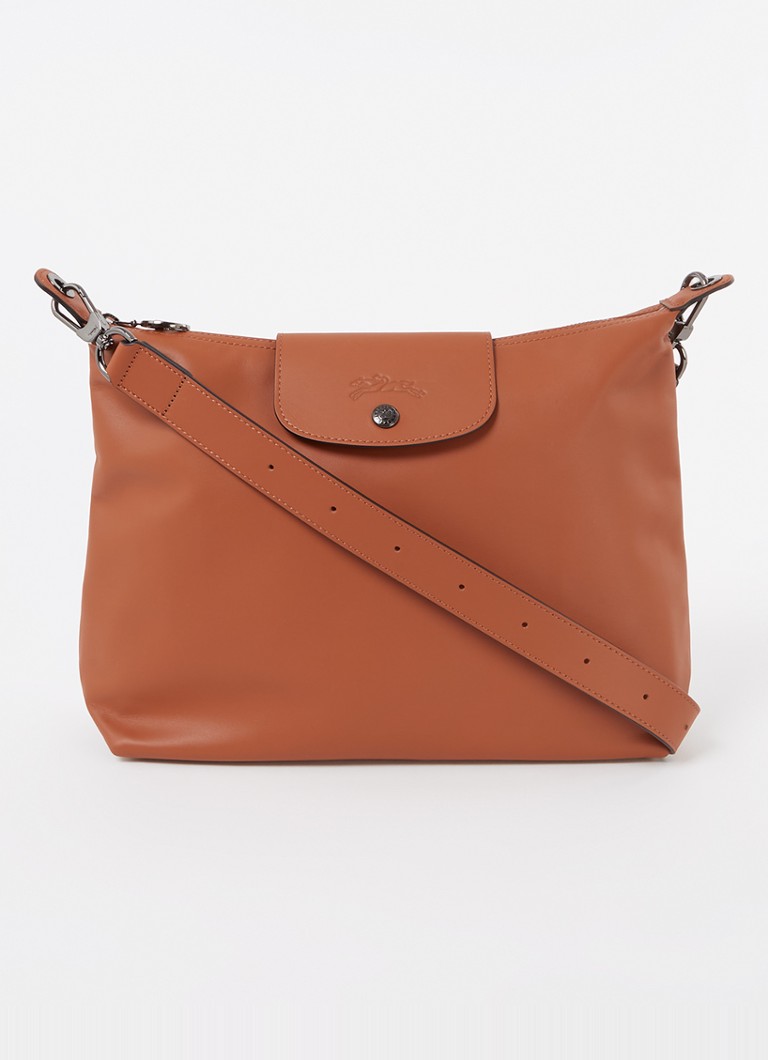 Longchamp Le Pliage Xtra schoudertas M van leer • Cognac • de Bijenkorf