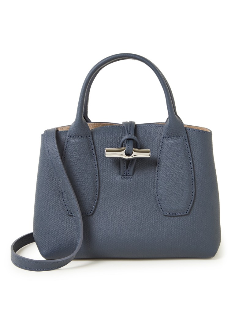 Longchamp Roseau Small handtas van leer • Blauwgrijs • de Bijenkorf