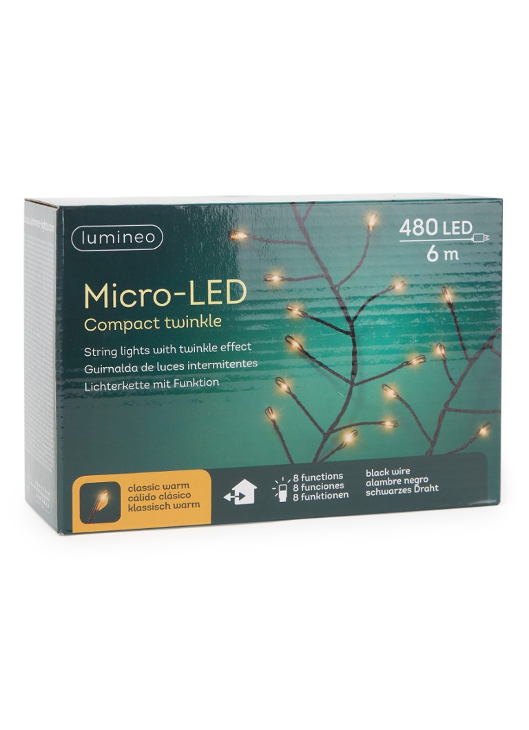 Lumineo Micro-LED Compact Twinkle lichtsnoer - warm wit - 6 meter • Zwart • de Bijenkorf