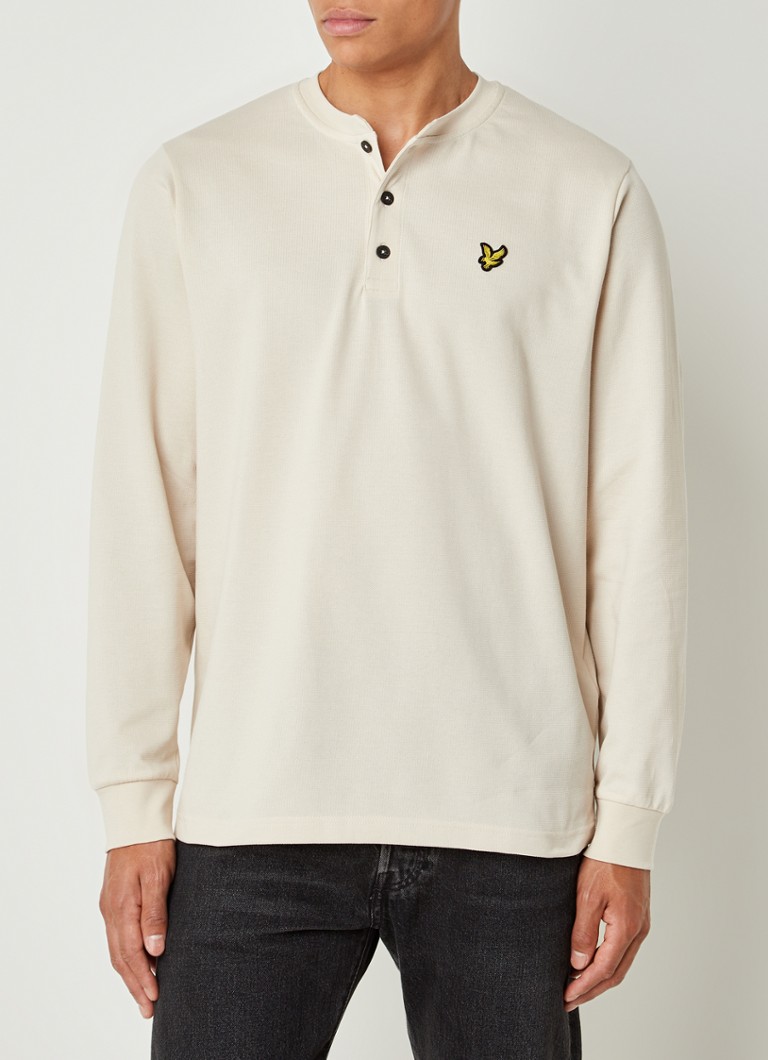 Lyle & Scott Henley longsleeve met knoopdetail • Taupe • de Bijenkorf
