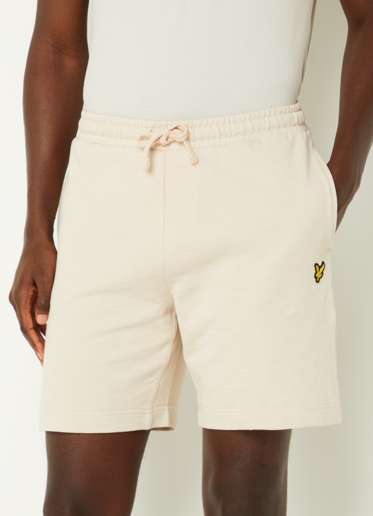 Lyle & Scott Slub straight fit korte joggingbroek met logo • Gebroken ...