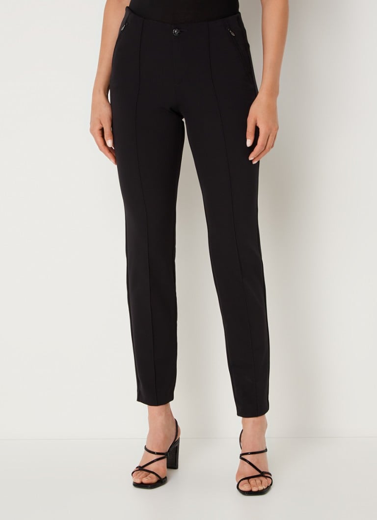 MAC Jeans Anna high-waist slim fit pantalon met steekzakken • Zwart ...