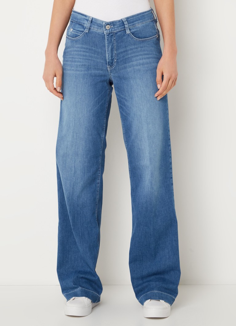 MAC Jeans Dream Wide high waist wide leg jeans met stretch • Indigo ...