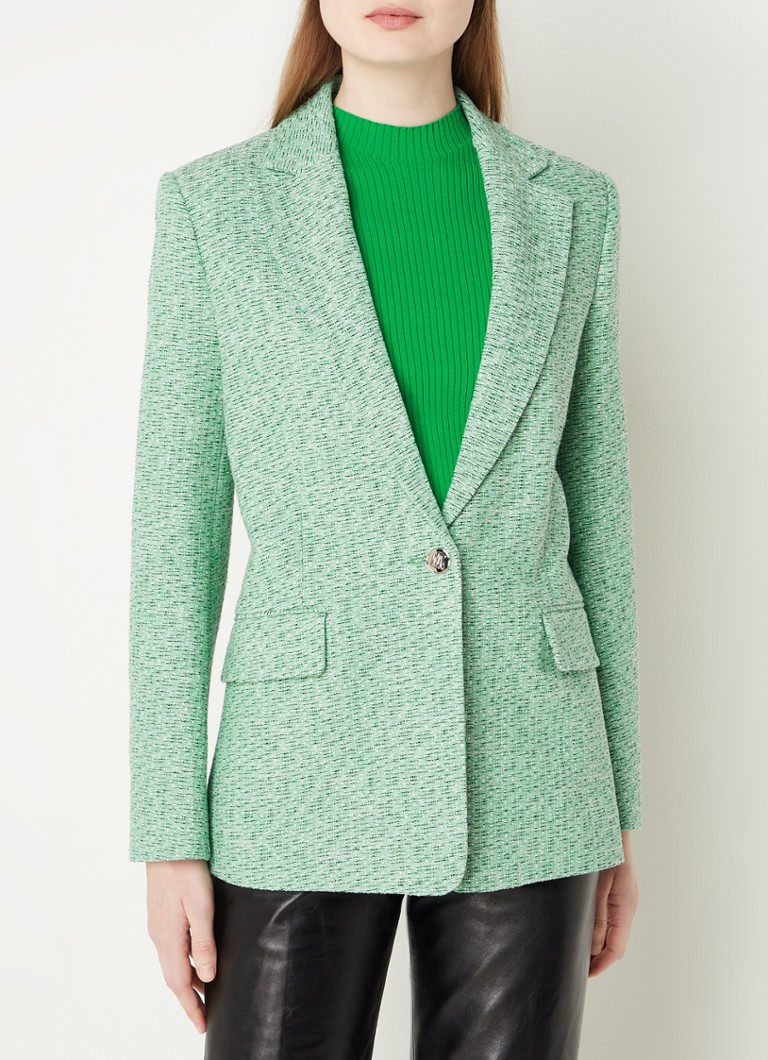 Maje Blazer met tweed-look en klepzakken • Groen • de Bijenkorf
