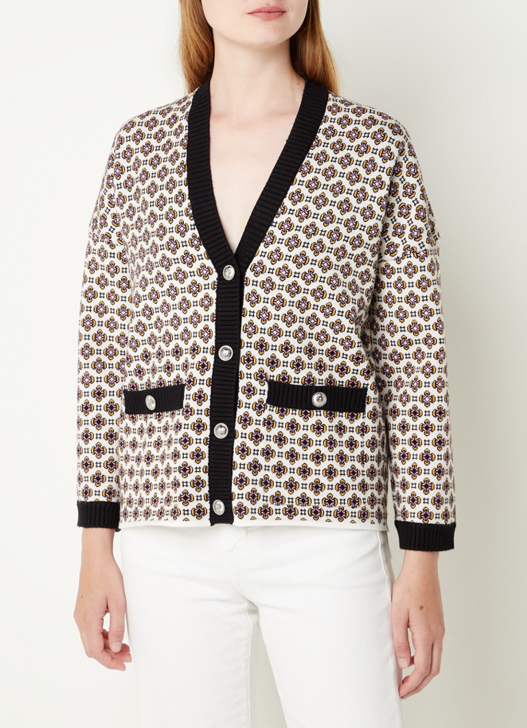 Maje Monasty fijngebreid vest met ingebreide patroon • Gebroken wit ...