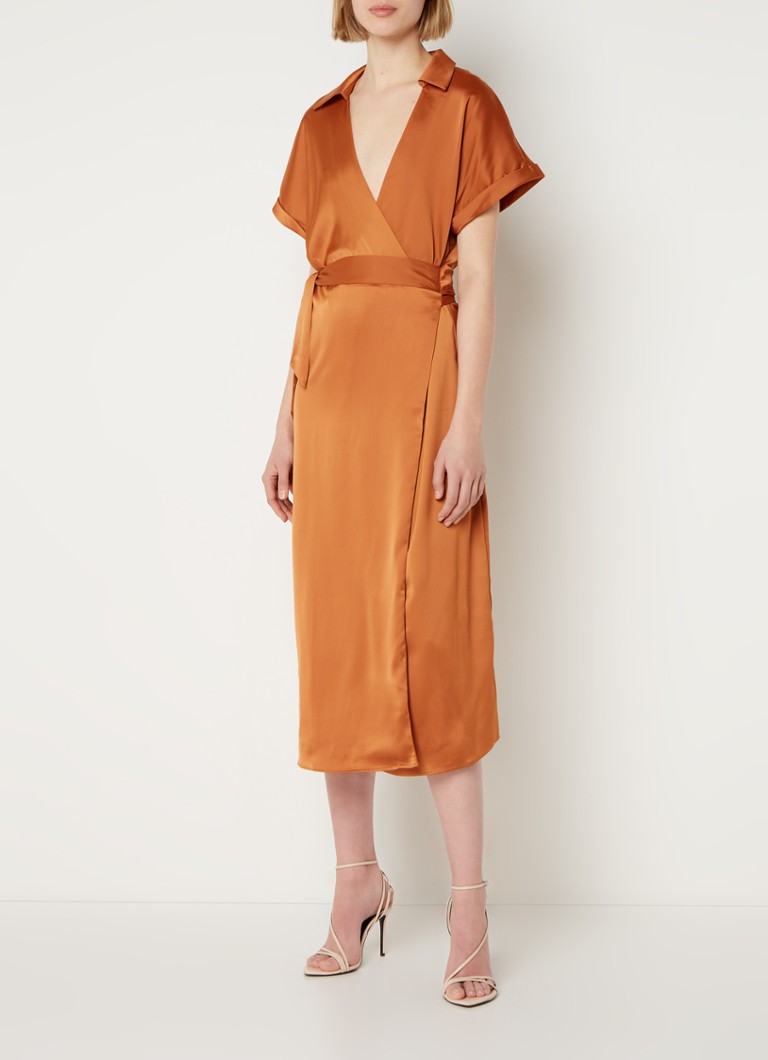 Mango Miami Midi Wikkeljurk Van Crêpesatijn Met Strikceintuur
