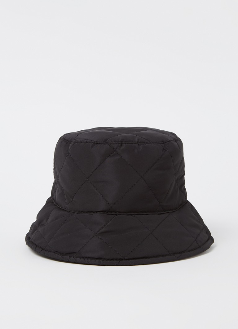 MANGO Tona bucket hoed met quilt patroon • Zwart • de Bijenkorf