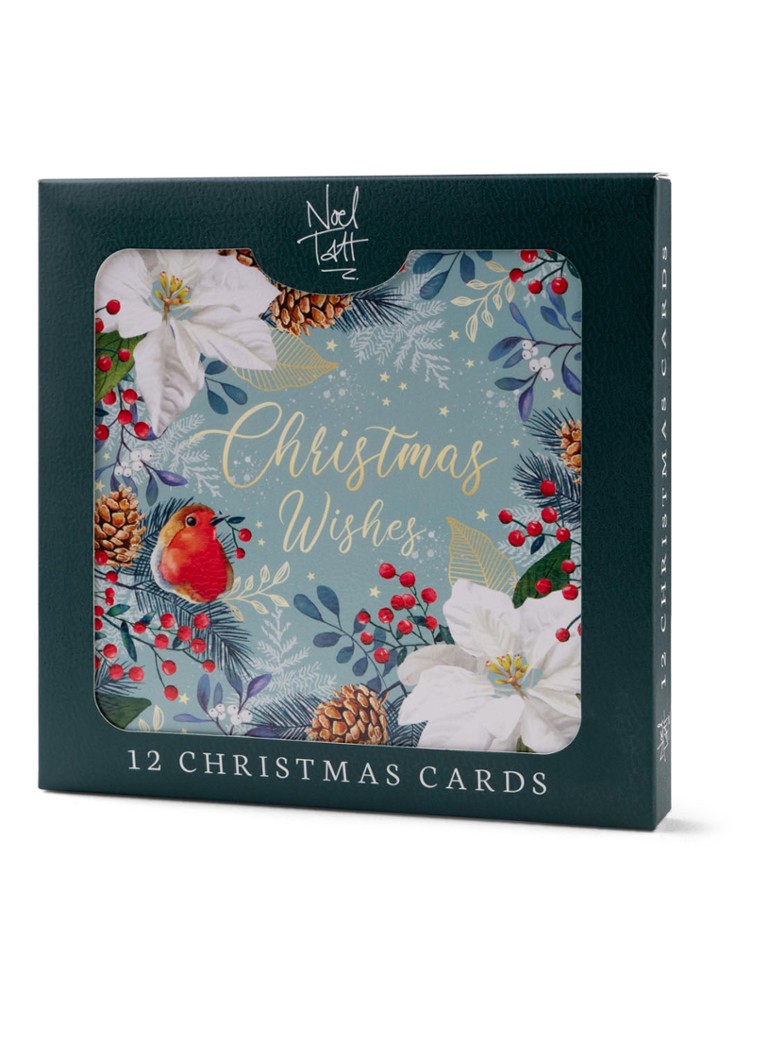 MAP Publishing Roodborstje met Kerstroos wenskaart set van 12 inclusief enveloppen • Multicolor ...
