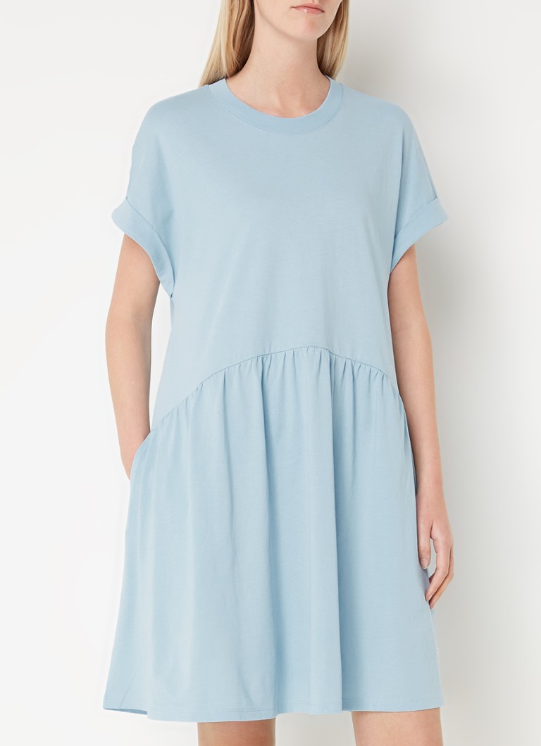 Marc O'Polo Denim Mini jurk van jersey met plooidetail • Lichtblauw ...