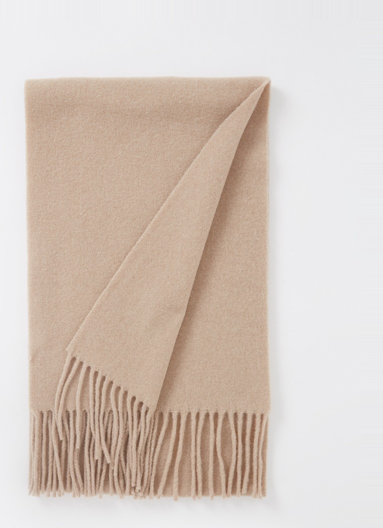 Marc O'Polo Sjaal in alpaca wolblend met ruitdessin 240 x 25 cm • Donkerbeige • de Bijenkorf