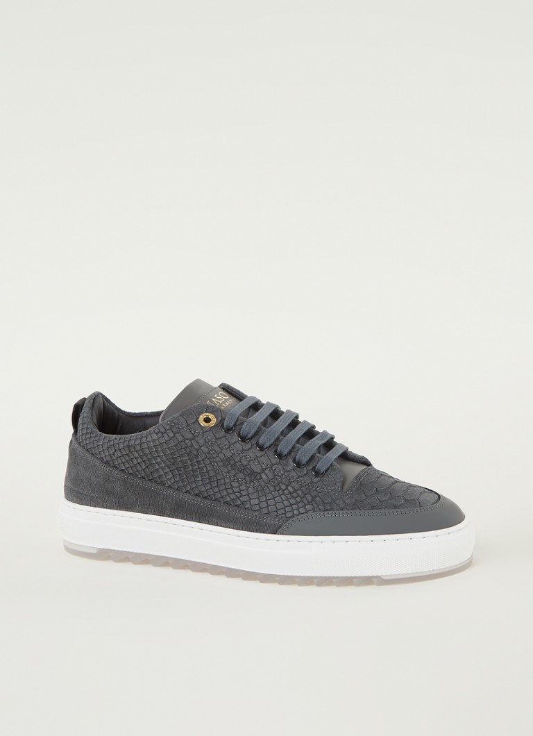 Mason Garments Torino sneaker van suède met slangenstructuur ...