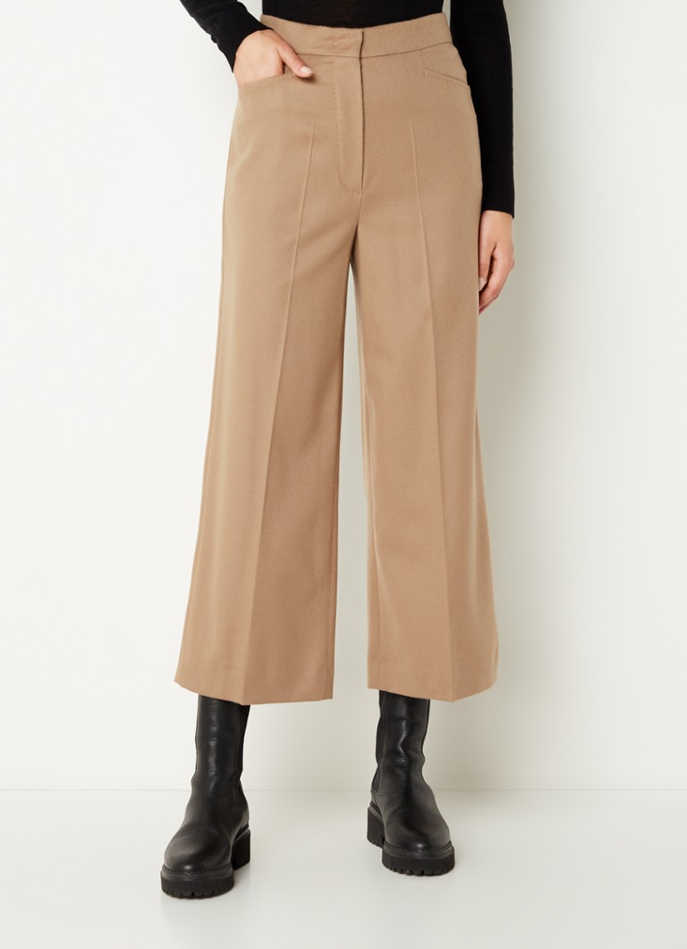 MaxMara Denis high waist wide fit culotte van wol • Camel • de Bijenkorf