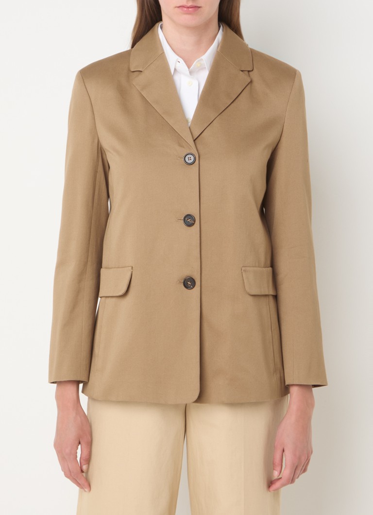 MaxMara Donald blazer met klepzakken en schoudervulling • Camel • de ...