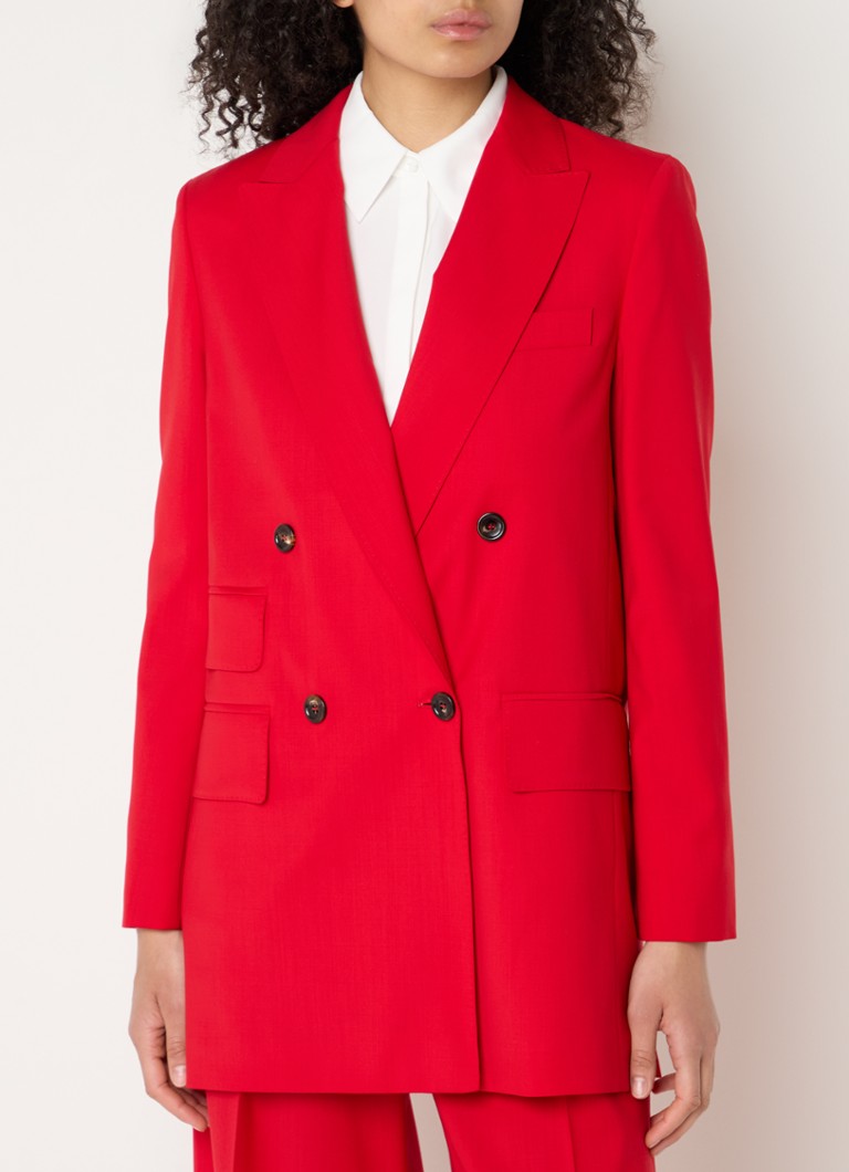 MaxMara Nebbie double-breasted blazer van scheerwol • Rood • de Bijenkorf