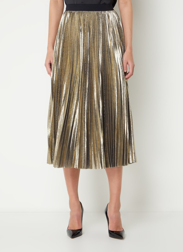 MaxMara Nurra midi rok met plissé en metallic finish • Goud • de Bijenkorf