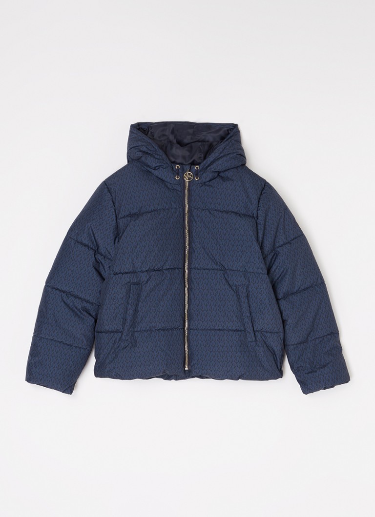 Michael Kors Gewatteerde jas met logoprint • Donkerblauw • de Bijenkorf