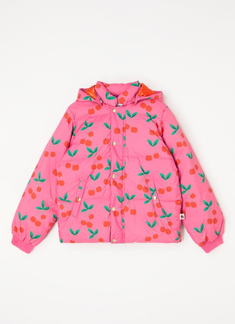 Mini Rodini Cherries puffer jas met afneembare capuchon en ...