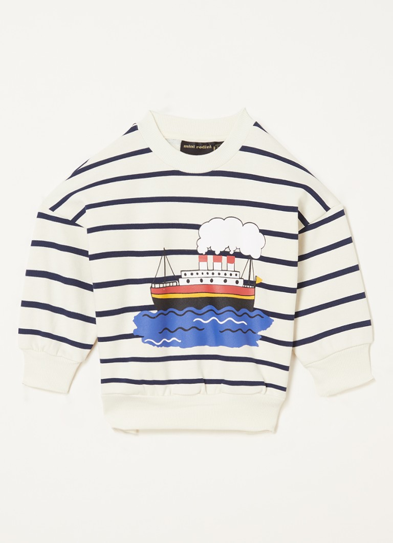 Mini Rodini Ferry sweater van biologisch katoen • Gebroken wit • de ...