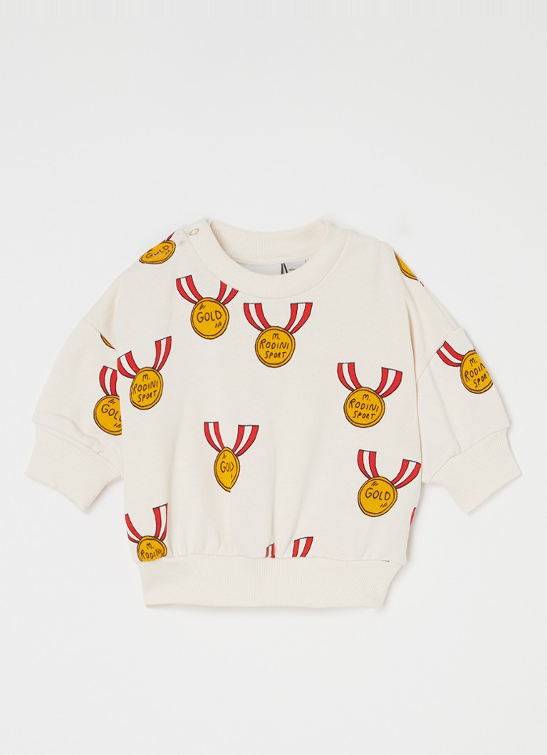 Mini Rodini Medals sweater van biologisch katoen met print • Creme • de ...