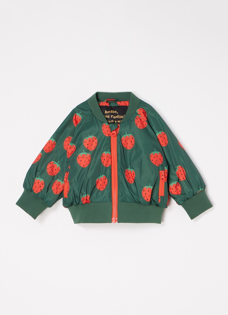 Mini Rodini Strawberries bomberjack met print • Donkergroen • de Bijenkorf