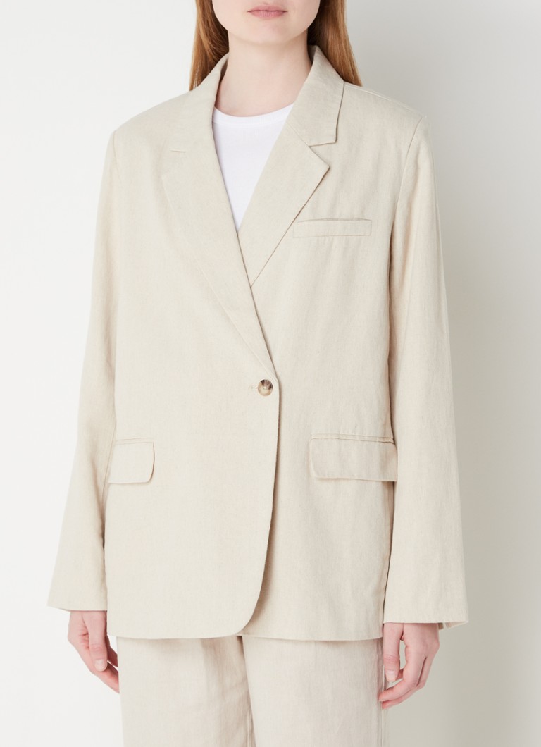 Modström Park blazer in linnenblend met klepzakken • Creme • de Bijenkorf