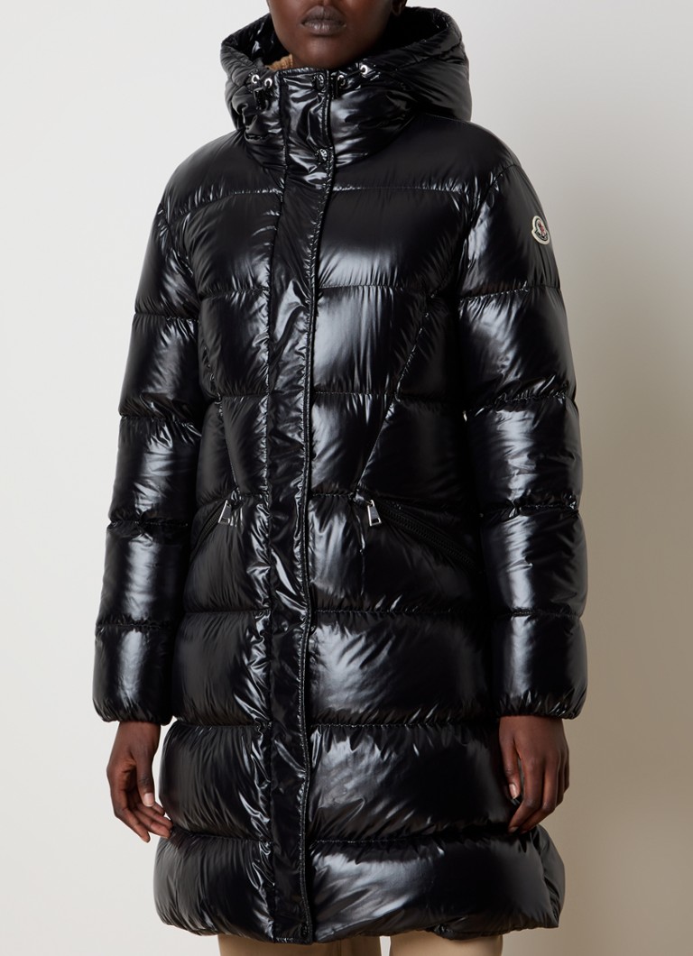 Moncler Bellevue longline puffer jack met donsvulling en capuchon ...