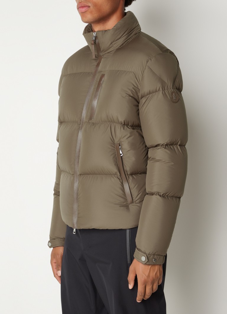 Moncler Besbre puffer jack met donsvulling en details van leer ...