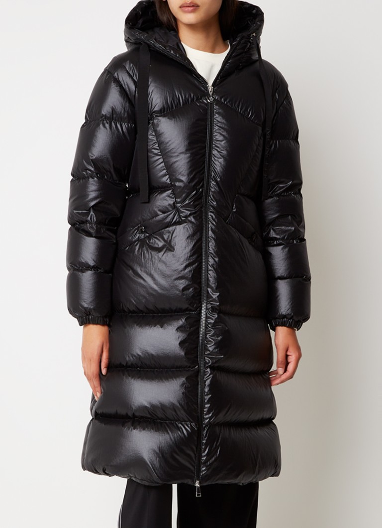 Moncler Longline puffer jas met steekzakken en logo • Zwart • de Bijenkorf